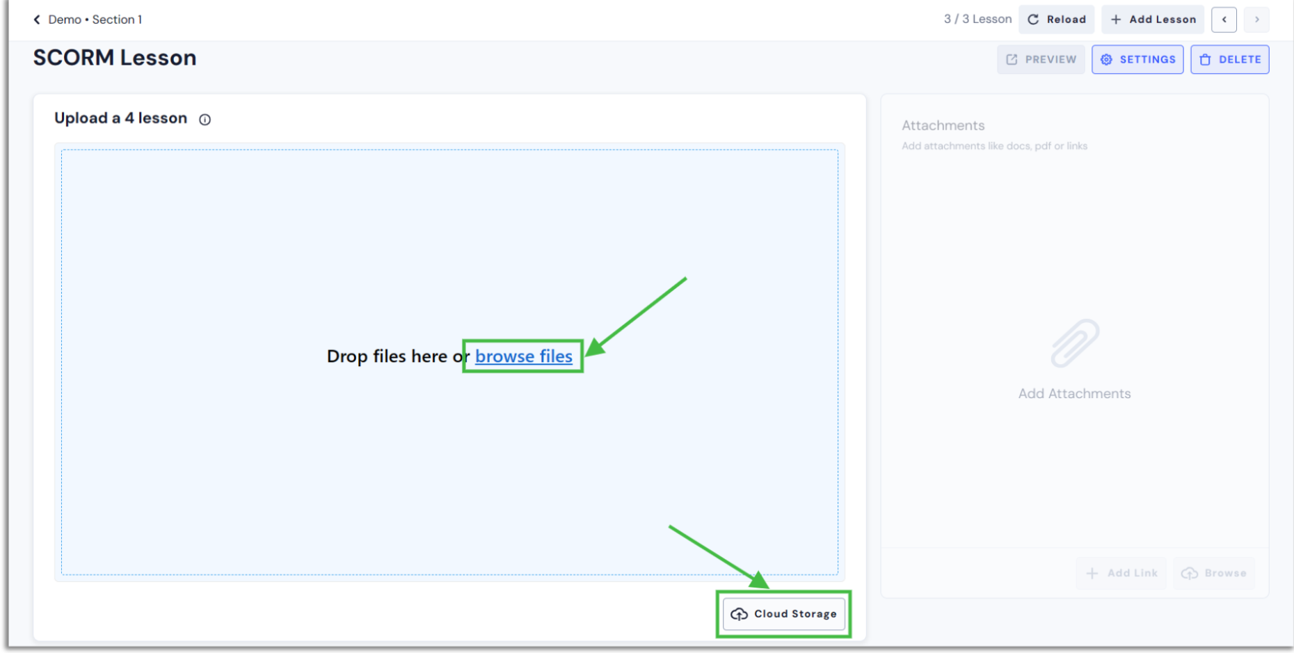 Add SCORM/TINCAN lessons for your course.